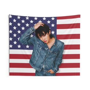 Seventeen Minghao The8 American Flag Banner, SVT The8 Photo Tapestry ...