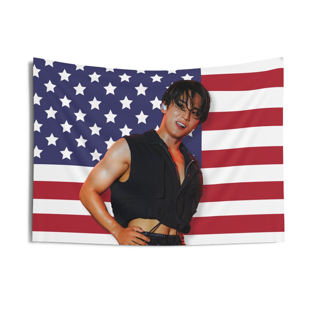 SEVENTEEN Mingyu America Flag Banner, SVT Mingyu Kpop Flag, Seventeen ...