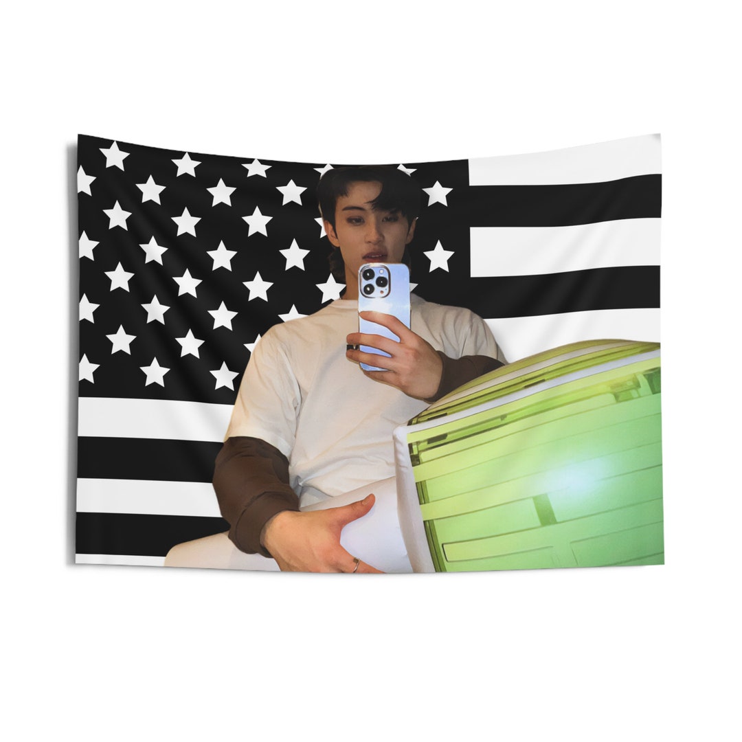 Nct Mark Lee Neo Bong Black America Flag, Nct 127 Mark Lee Kpop Flag ...