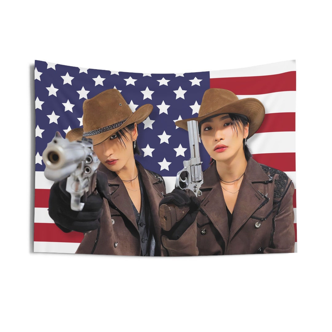 ATEEZ Seonghwa Cowboy America Flag, Ateez Tour 2024 Kpop Flag, Ateez ...