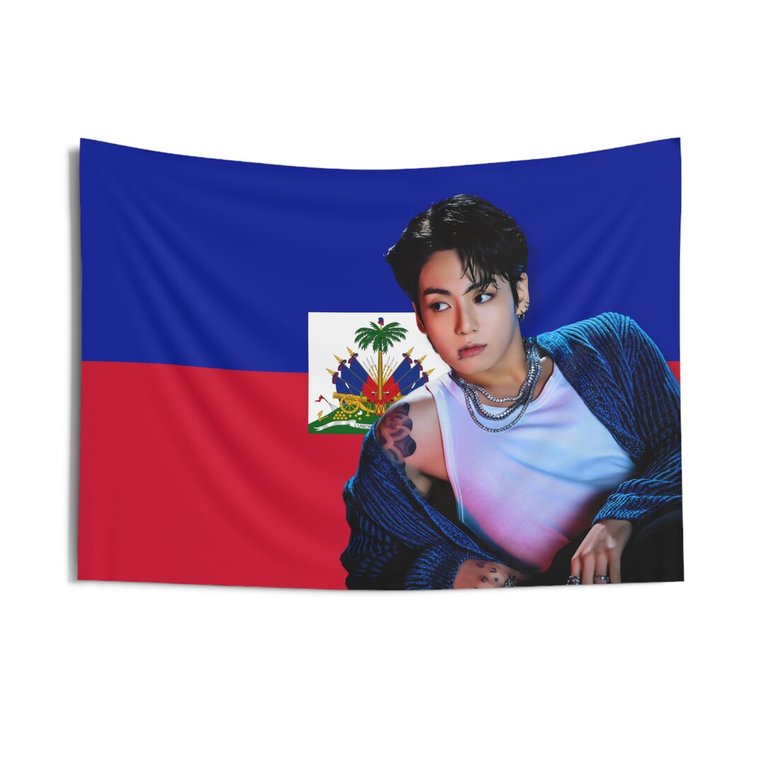 Bts Jungkook Cardigan Haiti Flag Banner, Jungkook Seven Kpop Flag ...