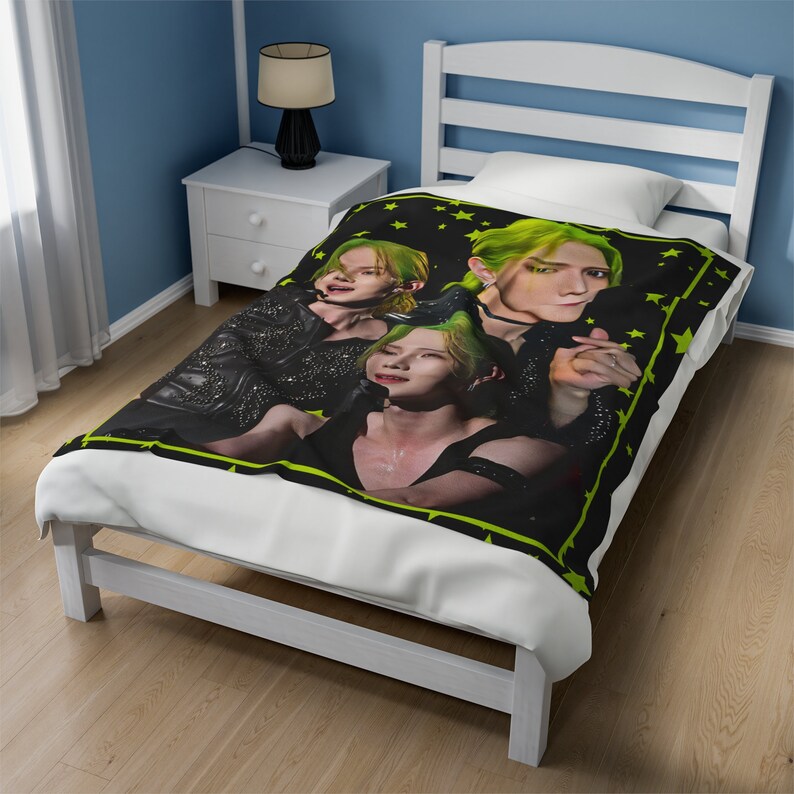 Ateez Yeosang Green Hair Blanket, Ateez Yeosang Kpop Merch, Gift for ...