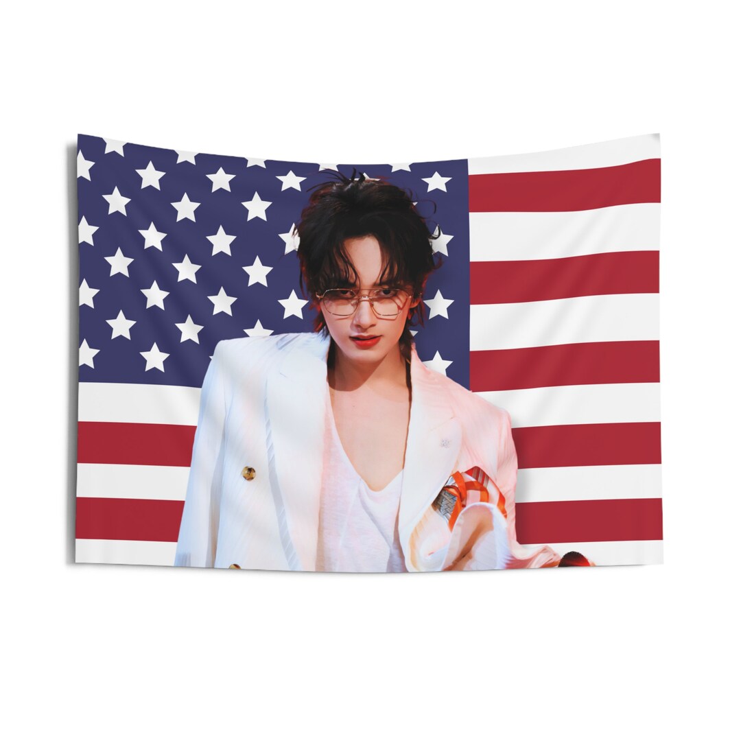 SVT Jun America Flag Banner, Seventeen Jun Ponytail Kpop Flag Tapestry ...