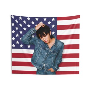 Seventeen Minghao The8 American Flag Banner, SVT The8 Photo Tapestry ...
