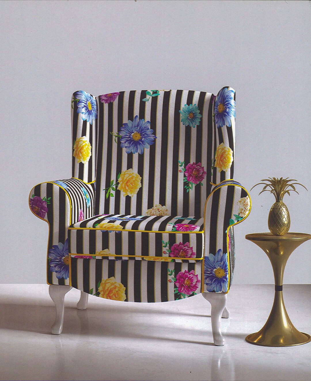 Striped and Floral Upholstery, Patio Fabric, 2 Pattern Options, Fabric ...