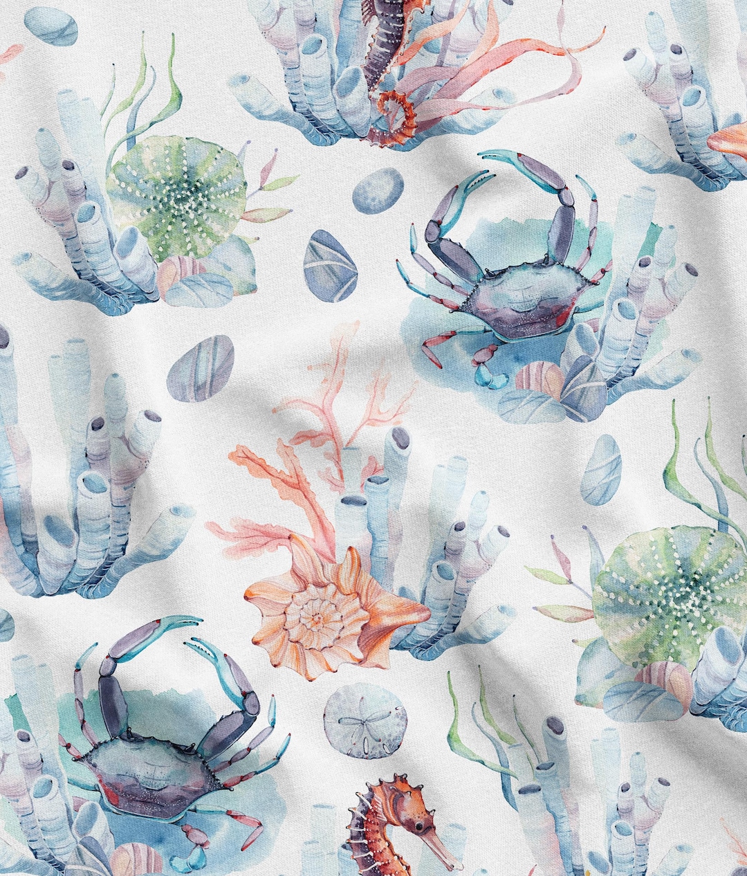 Underwater Creatures Pattern Digital Print Fabric by the Yard, Marine ...