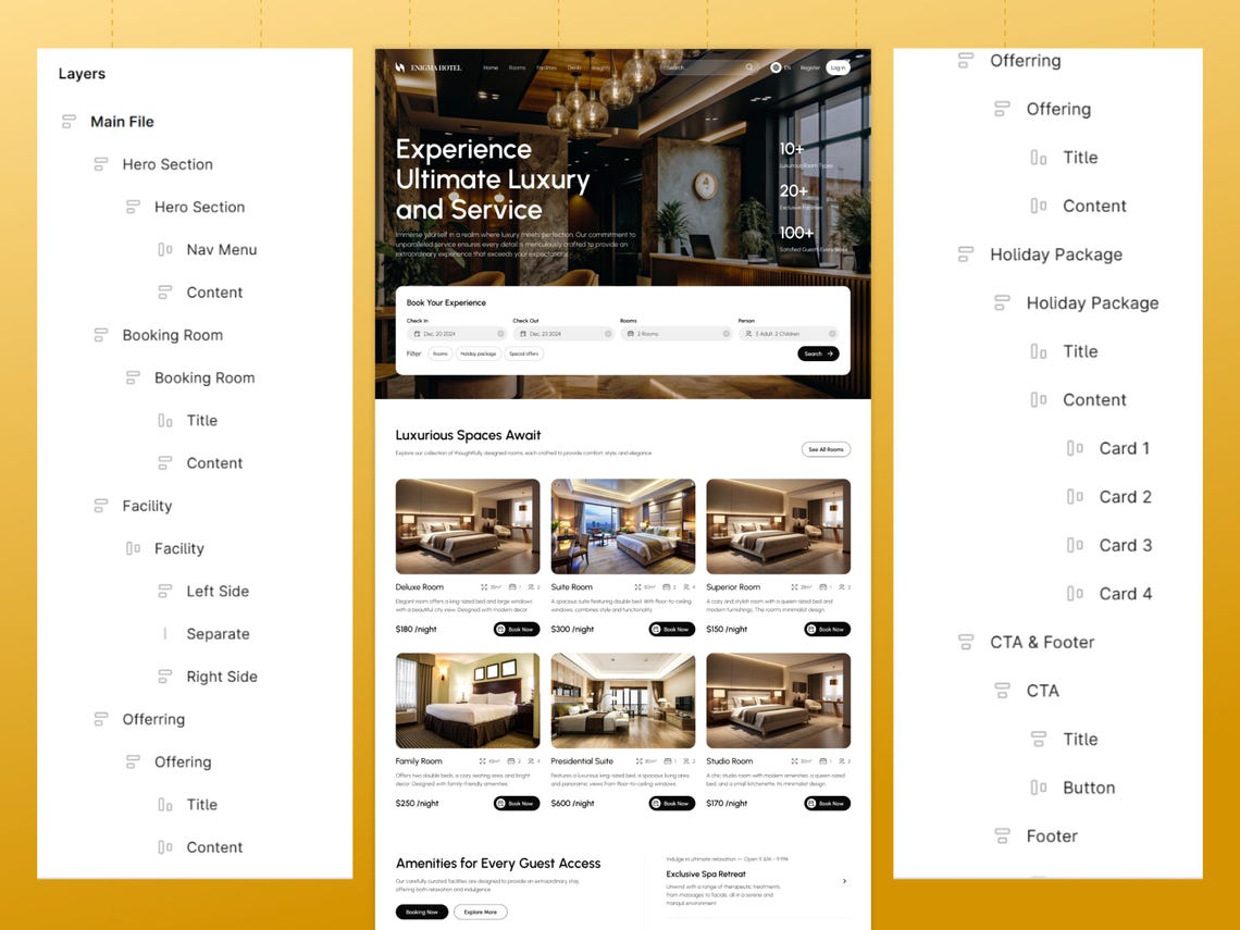 Figma Landing Page Template for Hotel Booking Website, UI Website ...