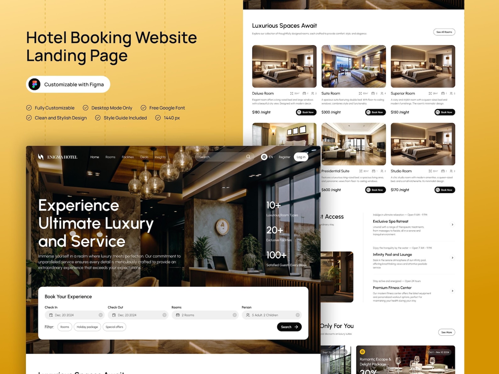 Figma Landing Page Template for Hotel Booking Website, UI Website ...