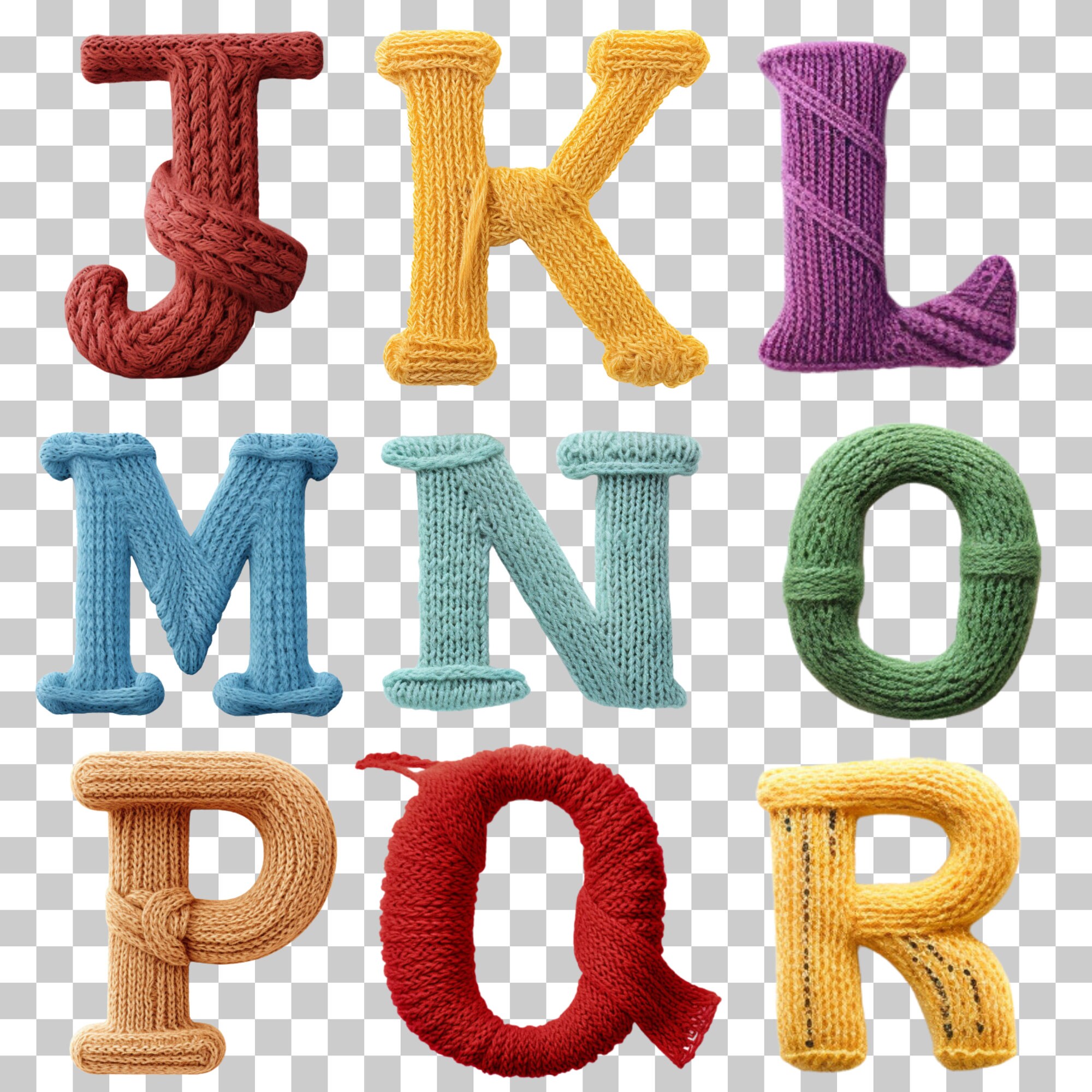 Knitted Letters Clipart Png Knitted Alphabet Png Download - Etsy