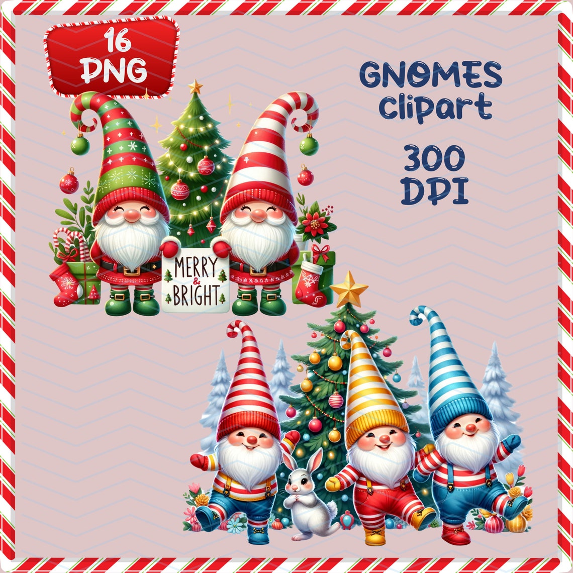 Christmas Gnome Bundle Clipart, Christmas Clipart, Winter Gnome Png ...