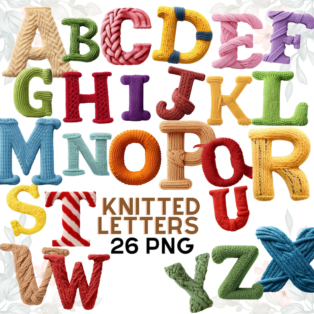 Knitted Letters Clipart Png, Knitted Alphabet Png Download, Alphabet ...