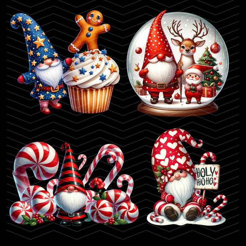 Christmas Gnome Bundle Clipart, Christmas Clipart, Winter Gnome Png ...