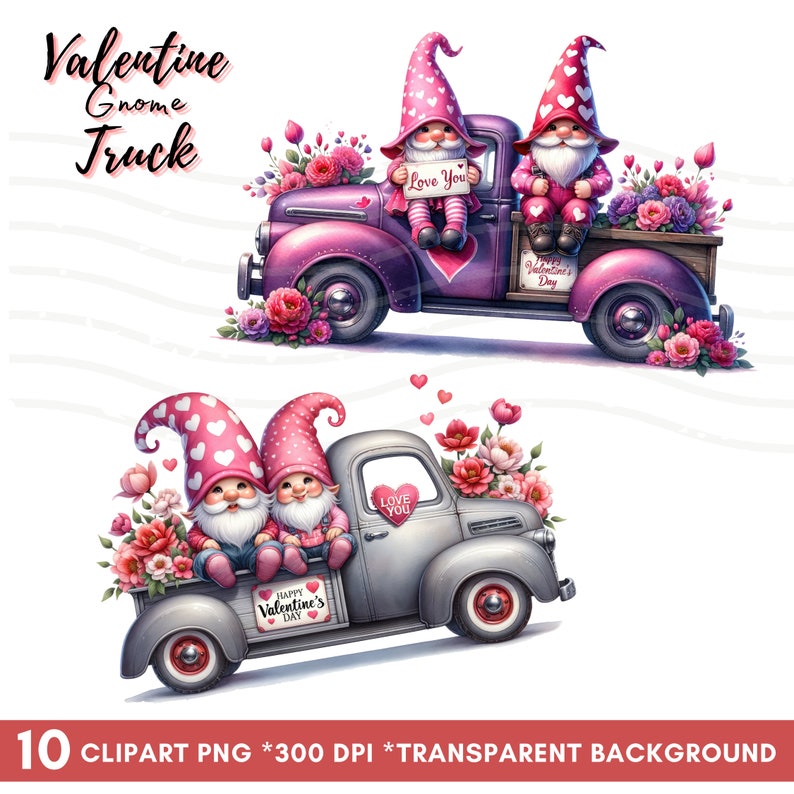Valentine Gnome Truck PNG: Floral Love Design (digital Download) - Etsy