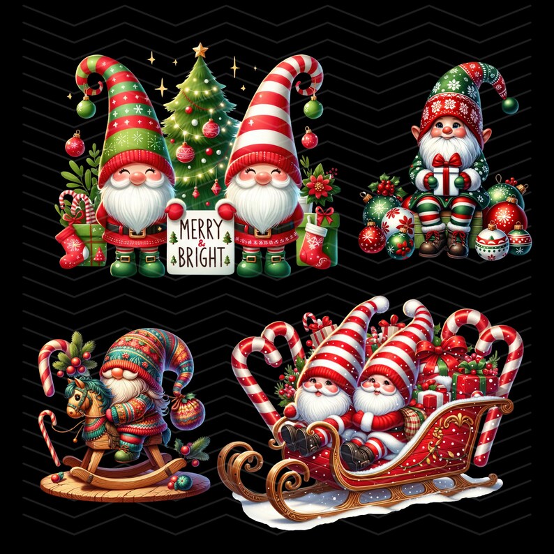 Christmas Gnome Bundle Clipart, Christmas Clipart, Winter Gnome Png ...
