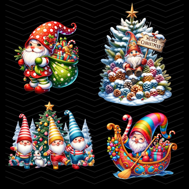 Christmas Gnome Bundle Clipart, Christmas Clipart, Winter Gnome Png ...