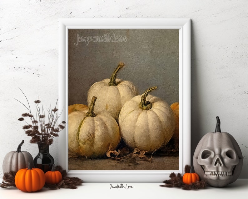 Fall Wall Decor Printable Pumpkin Still Life Painting Rustic Fall Art ...