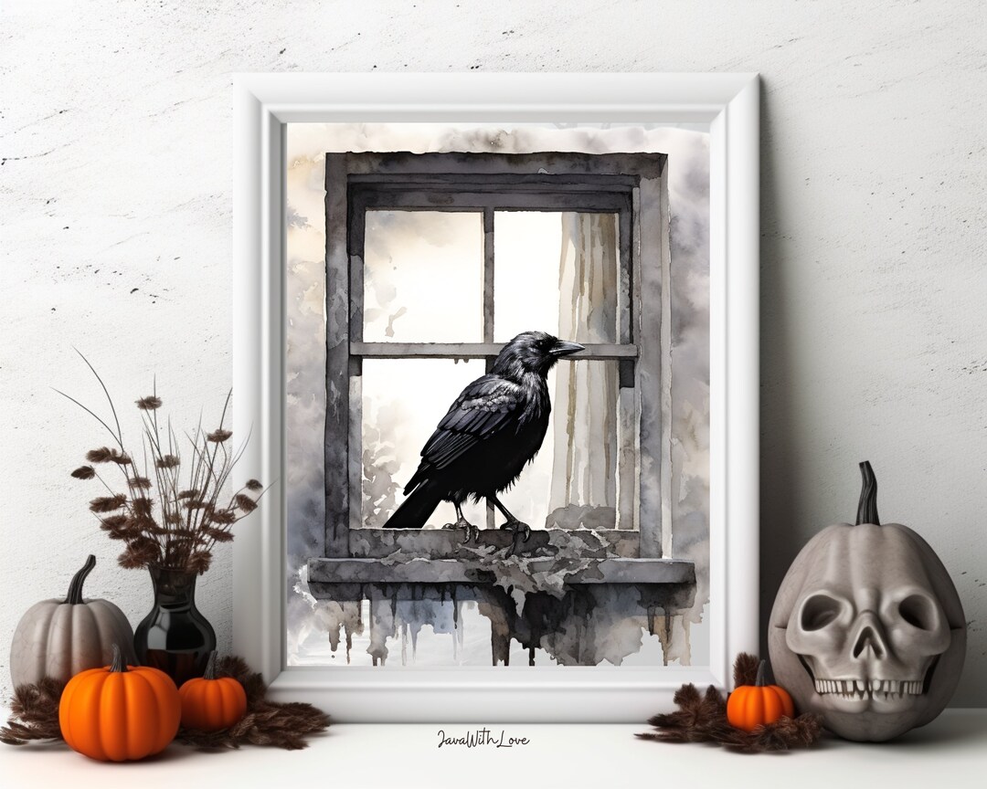Printable Haunted Raven Wall Art Rustic Witch-core Decor Spooky Dark ...