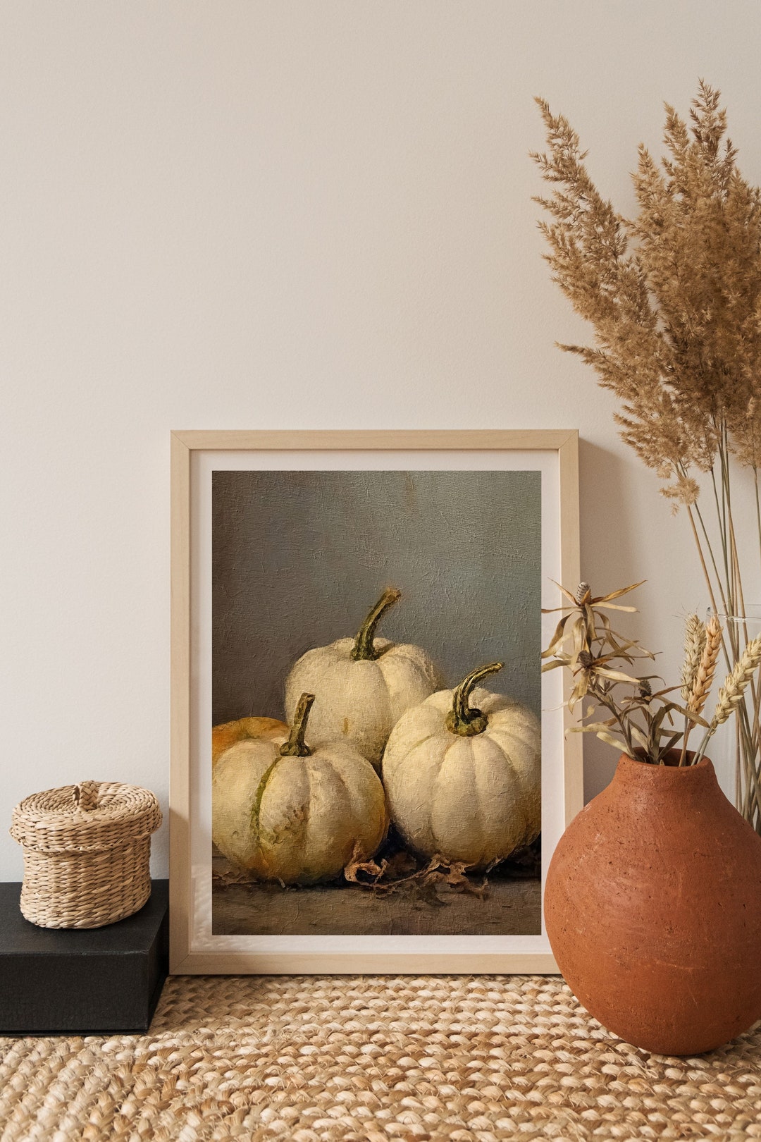 Fall Wall Decor Printable Pumpkin Still Life Painting Rustic Fall Art ...