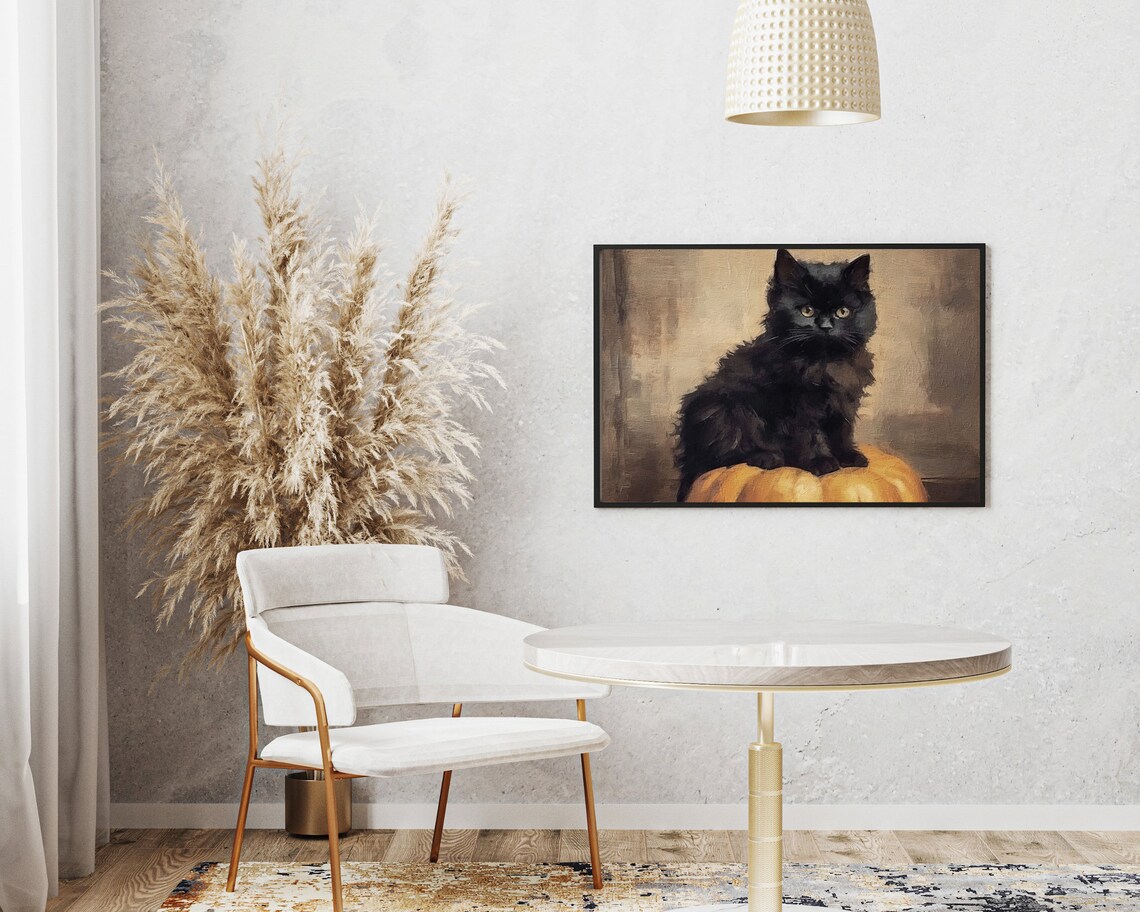 Cute Black Cat Printable Halloween Wall Art Halloween Spooky Print ...