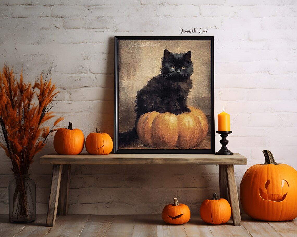Cute Black Cat Printable Halloween Wall Art Halloween Spooky Print ...