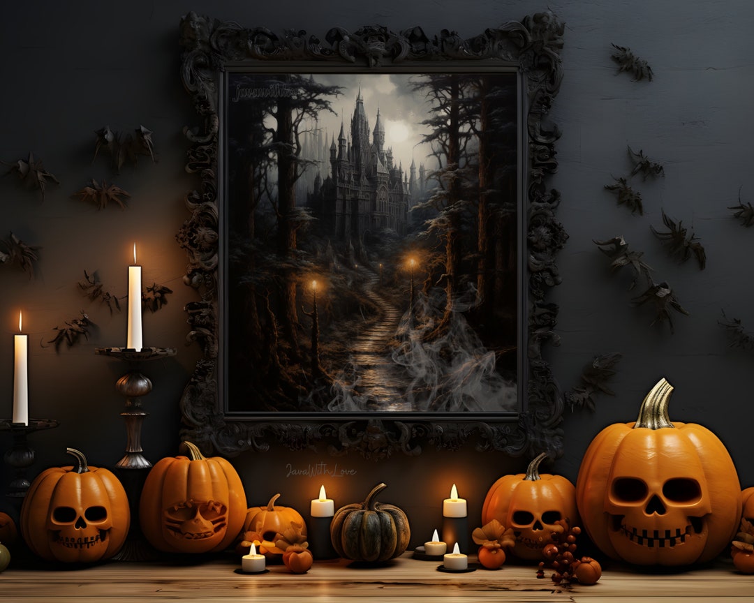 Printable Haunted Mansion Wall Art Witch Haunted House Spooky Dark ...