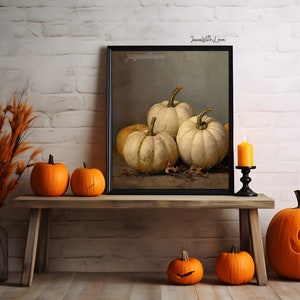 Fall Wall Decor Printable Pumpkin Still Life Painting Rustic Fall Art ...