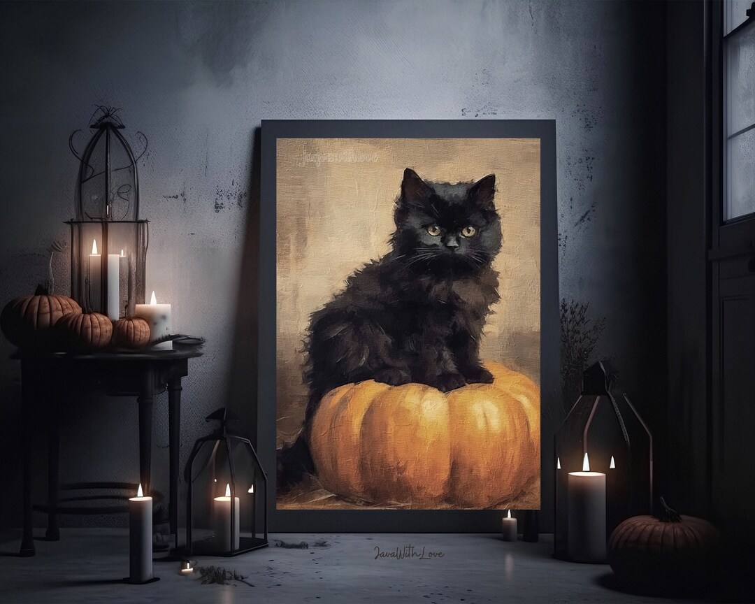 Cute Black Cat Printable Halloween Wall Art Halloween Spooky Print ...