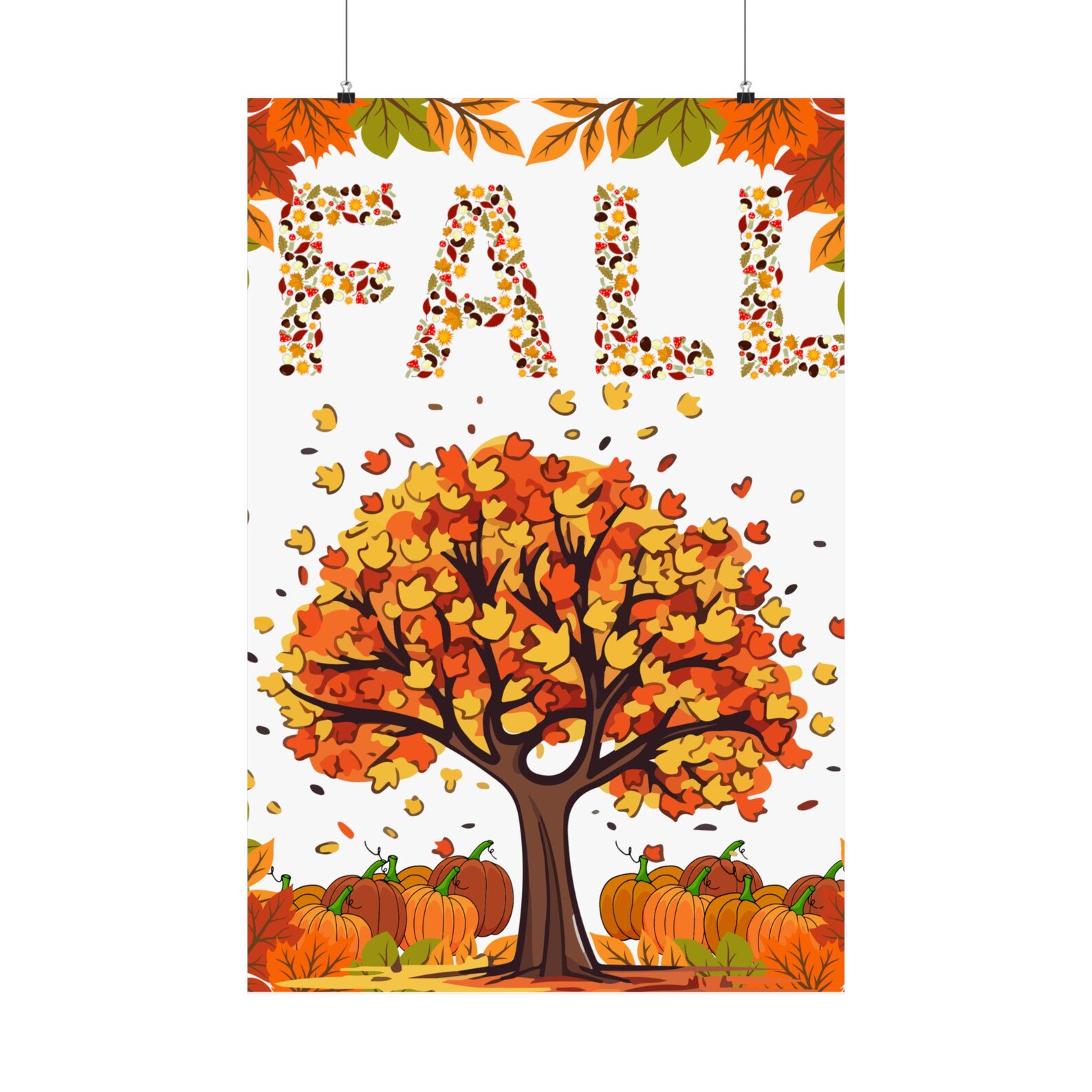 Fall Wall Art, Autumn Leaves, Poster, Halloween Poster, Wall Art ...