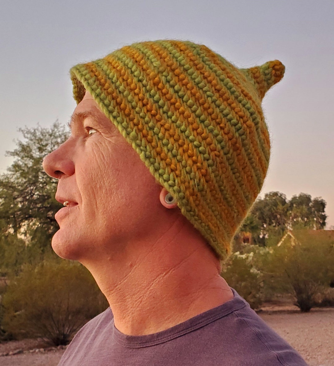 Oslo Stitch Nalbinding Hat 100% Wool, Green and Gold - Etsy