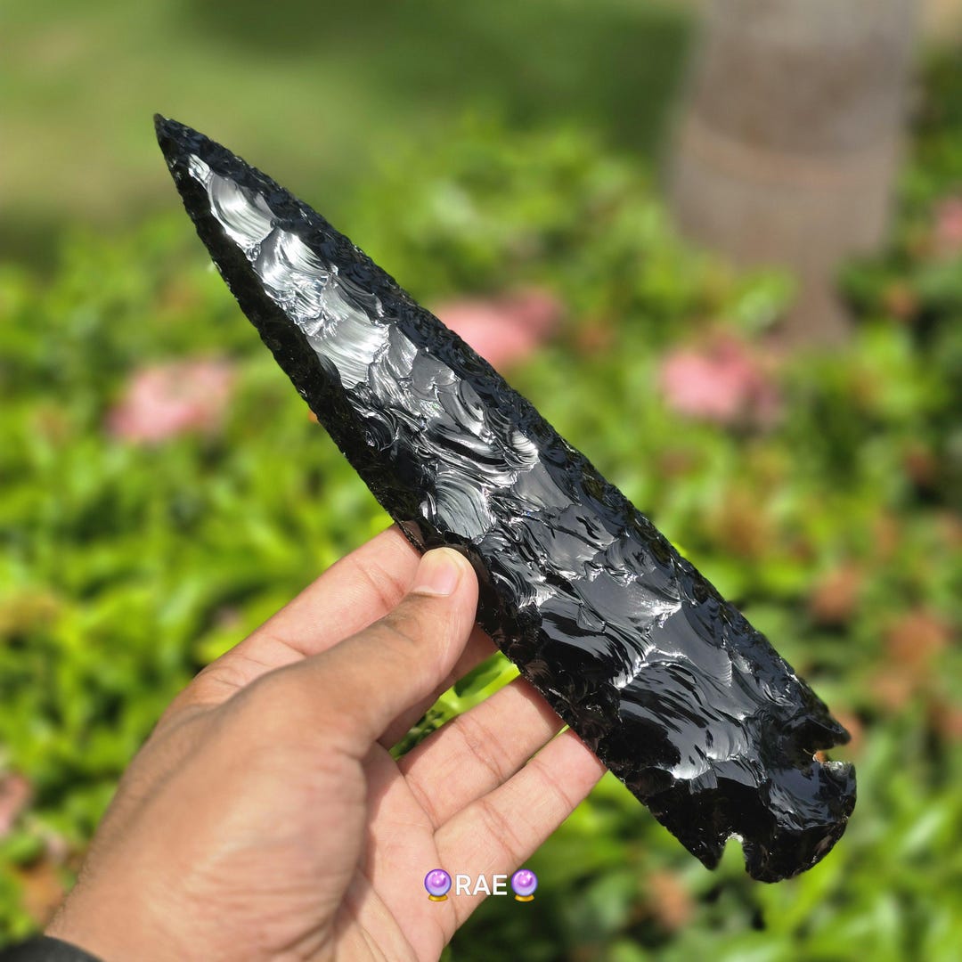 Black Obsidian Arrowhead, Handmade Arrowhead, Large Arrowhead, Crystal ...
