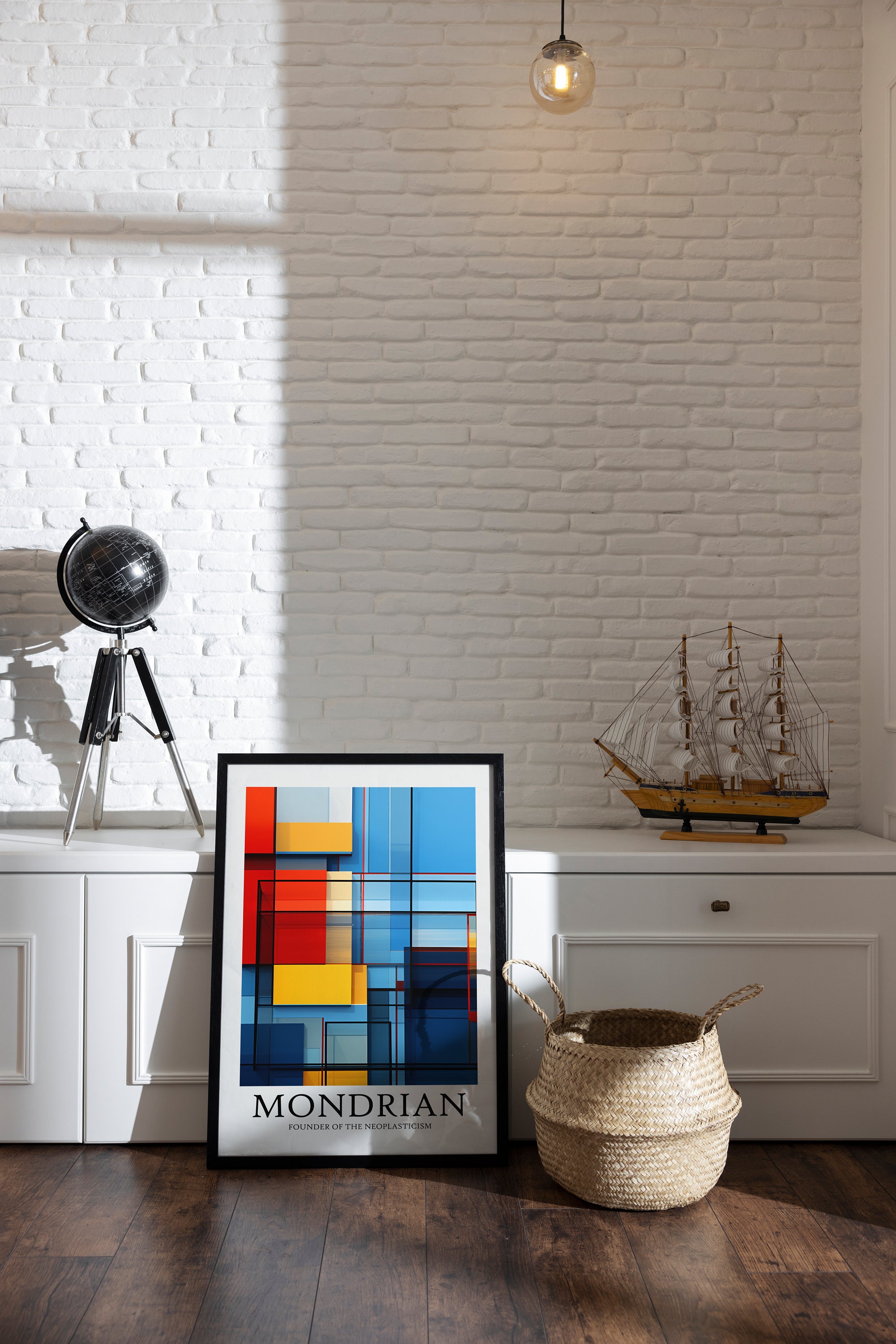 Piet Mondrian Poster Abstract Dutch Wall Art as Piet Mondrian Print Modern Mondrian Exhibition ...