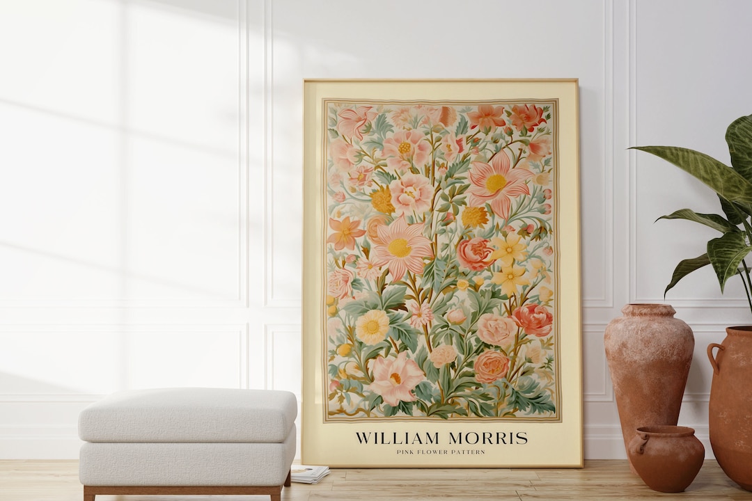 William Morris Pink Flower Poster, William Morris Print, William Morris ...