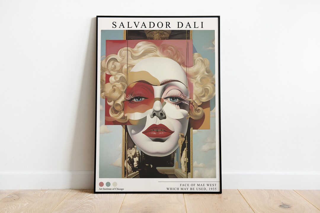 Salvador Dali Poster, Face of Mae Poster, Indie Room Decor, Indie ...