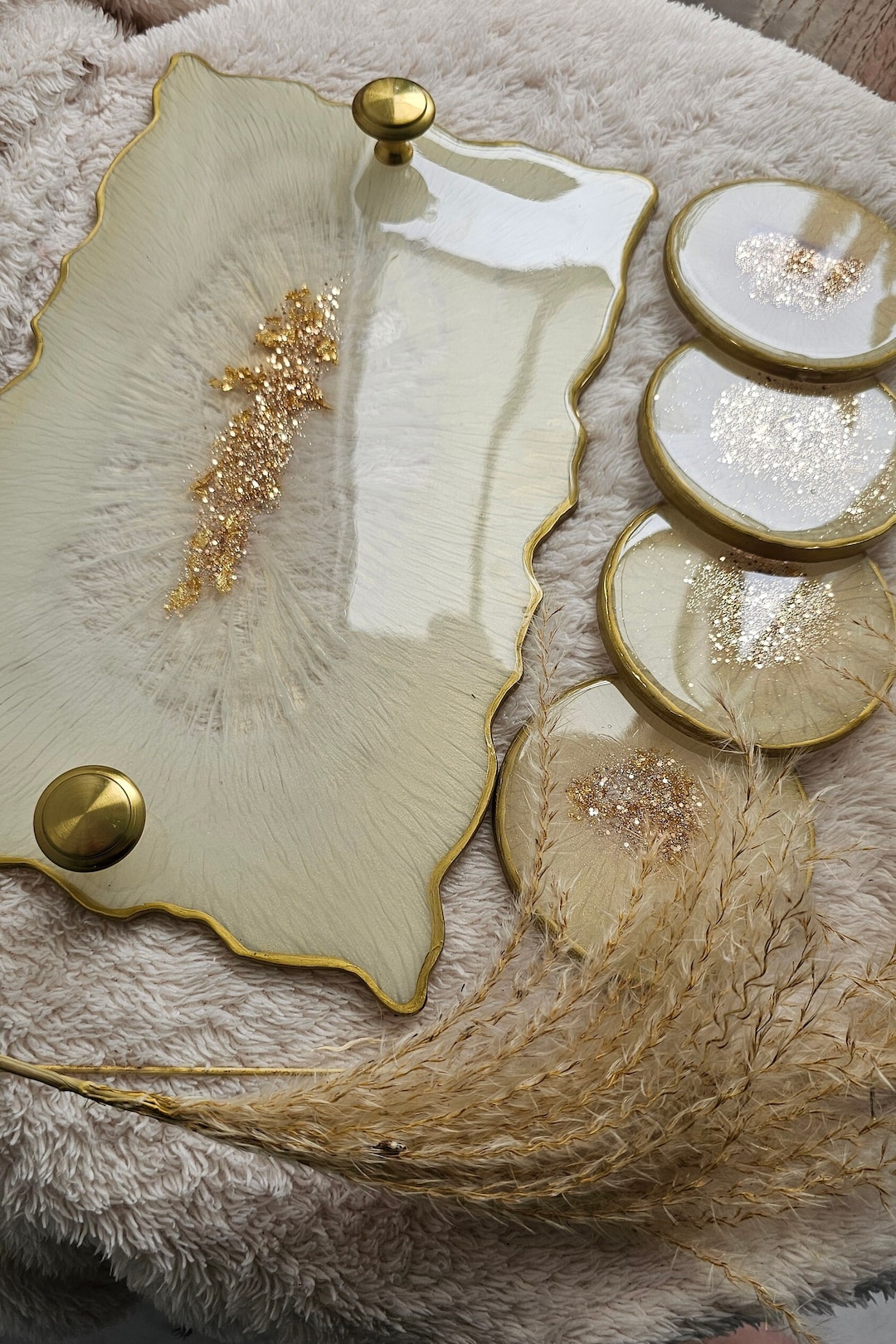 Handmade Epoxy Resin Tray and Coasters Set - Etsy