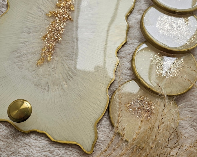 Handmade Epoxy Resin Tray and Coasters Set - Etsy
