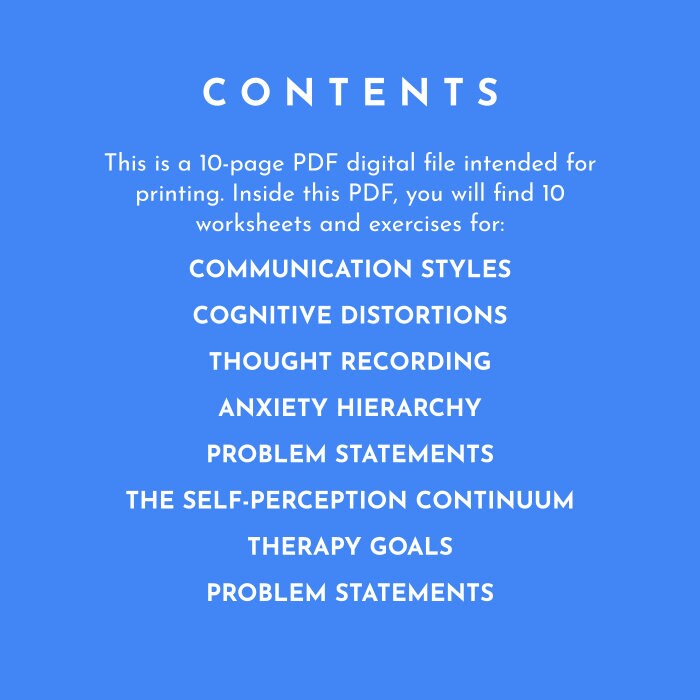 Cognitive Behavioural Therapy CBT Worksheets - Etsy