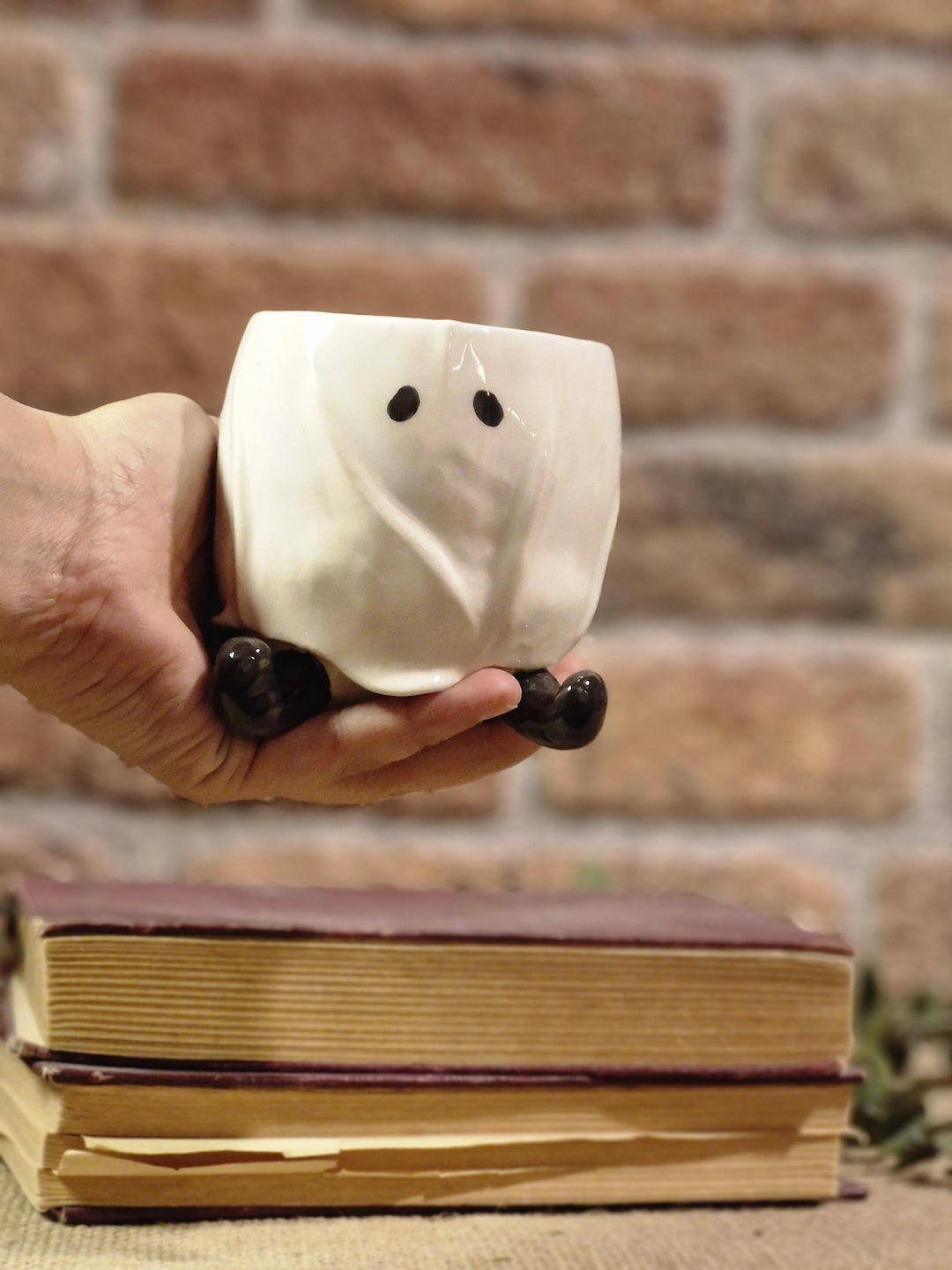 Handmade Ceramic Ghost Mug With Feet, 3D Sculptural Halloween Coffee ...