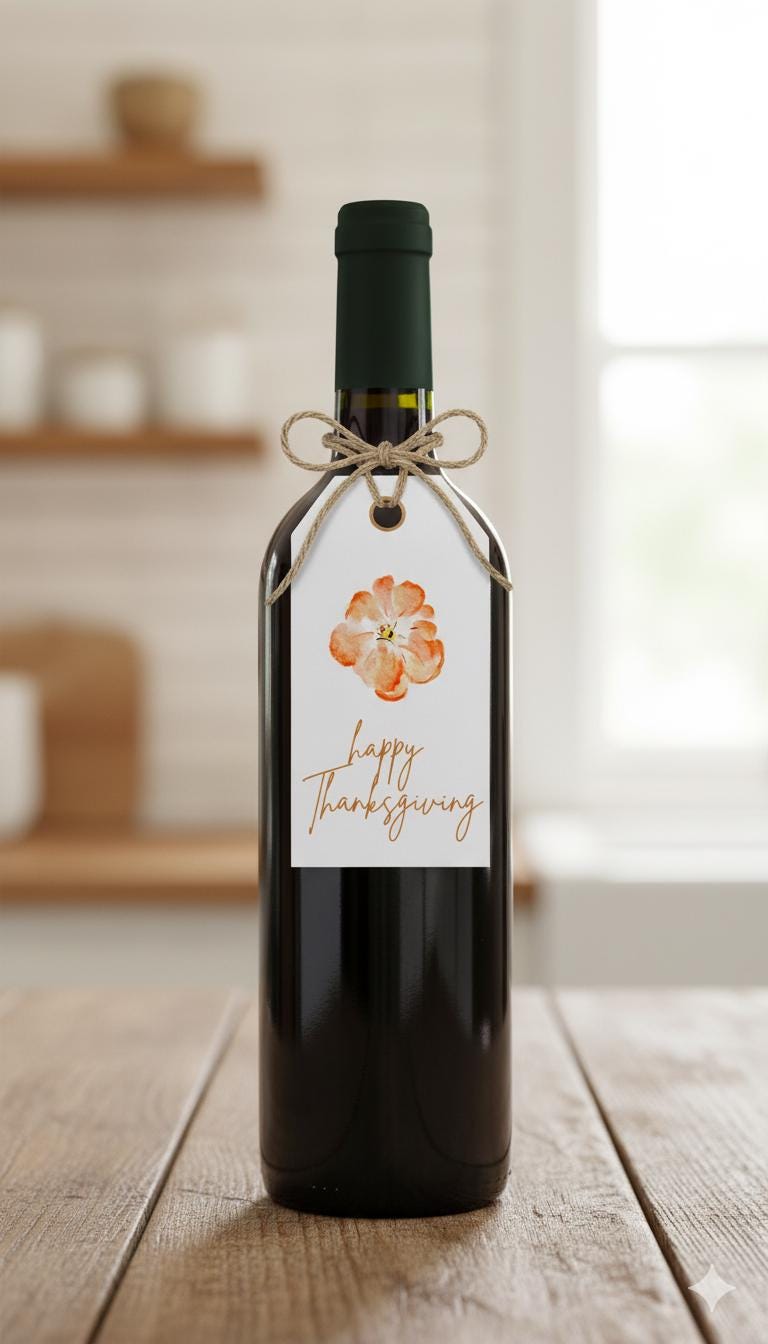 Rustic Flower Thanksgiving Tag | Printable Gift Label (PDF) - Etsy
