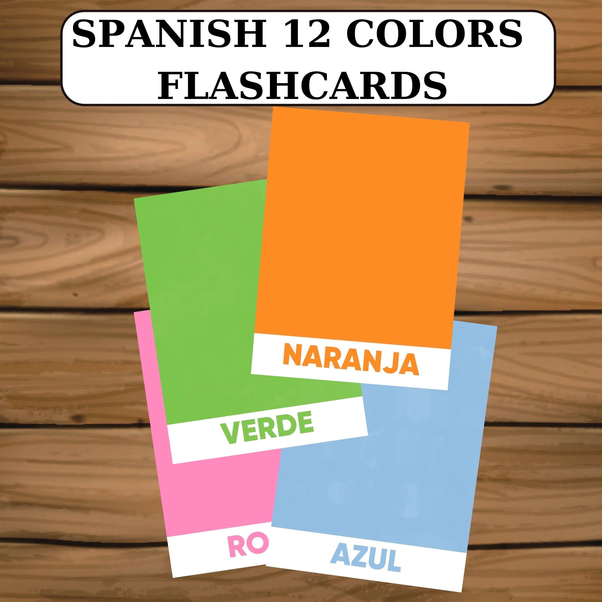 Spanish Flashcards Printable Colors Word Cards Spanish 12 - Etsy