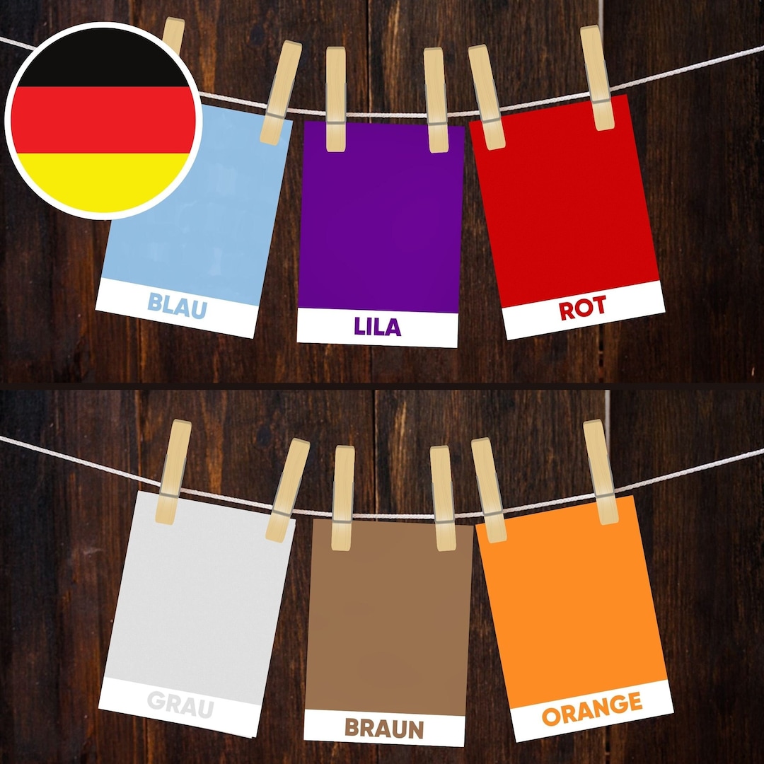 Printable Flashcards German 12 Colors Digital Flashcards - Etsy