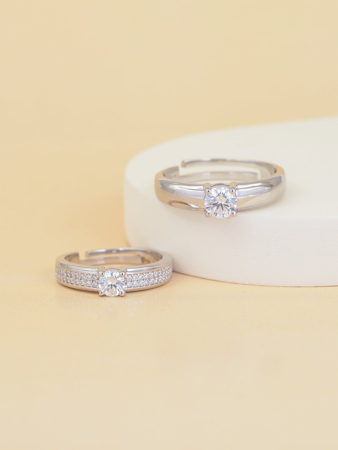 Adjustable Promise Rings for Couple, Daimond Look Like Silver Rings ...