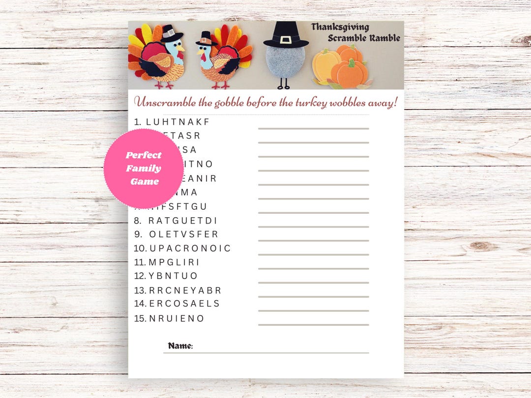 Thanksgiving Game, Scramble Words, Fun Game, Word Scramble, Alphabets ...