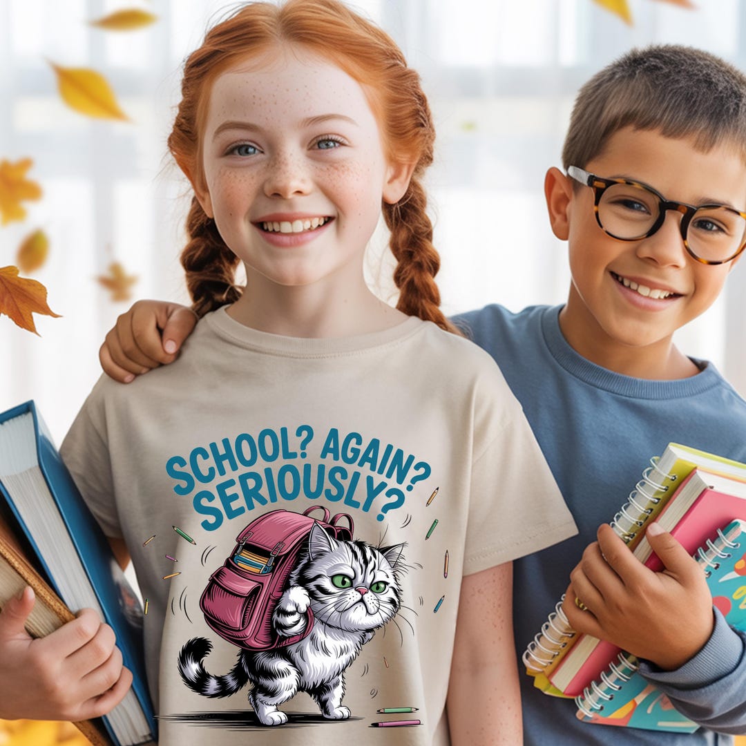 Funny Back to School Cat Clipart Bundle, School? Again? Seriously? Cute ...