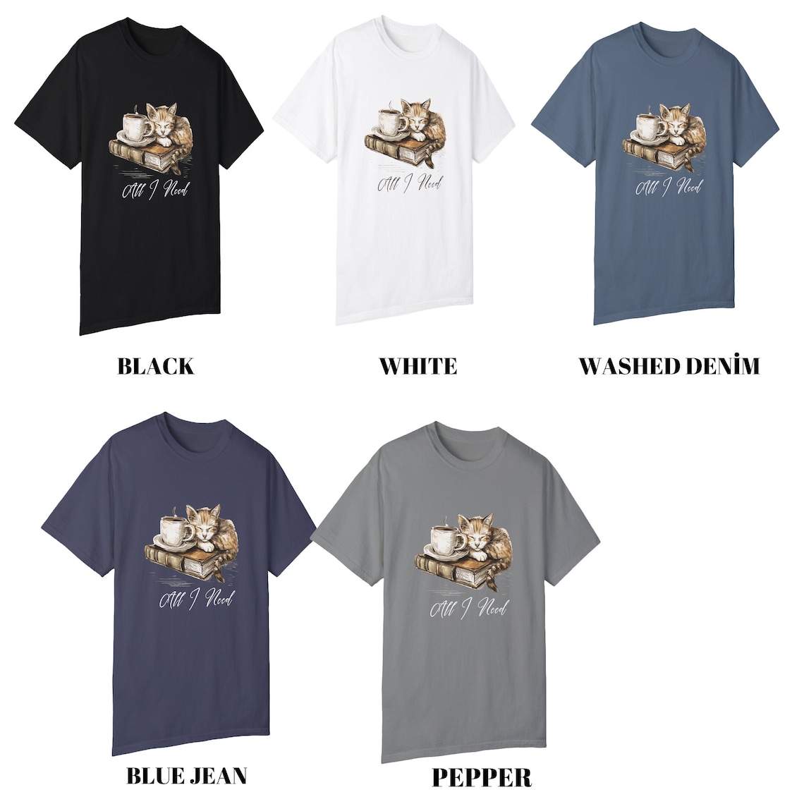 Cat Print Vintage T Shirt,cat,book and Coffee Lover Graphic T Shirt ...