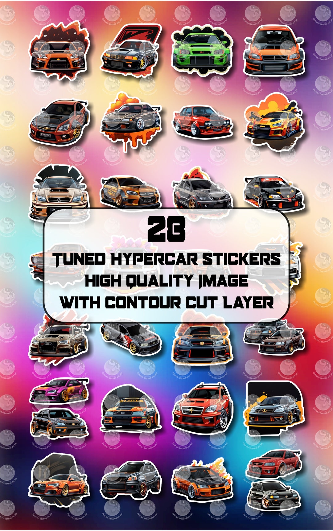 28 Tuned Hyper Car Stickers High Quality Images With Contour - Etsy
