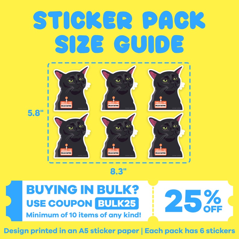 Hello, I'm Dissociating Sticker | Zoning Out Black Cat Meme, Funny Meme ...