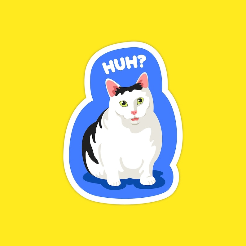 Huh Cat Meme Sticker Funny Cat Sticker, Laptop Decal, Water Bottle ...