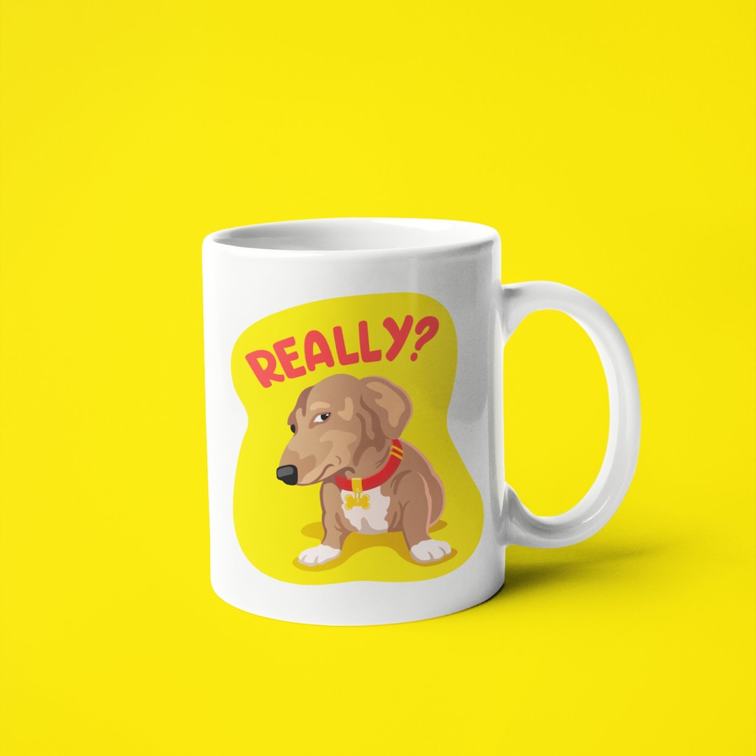 Really? Side Eye Dog Meme Mug | Suspicious Dog Meme, Funny Wiener Dog ...