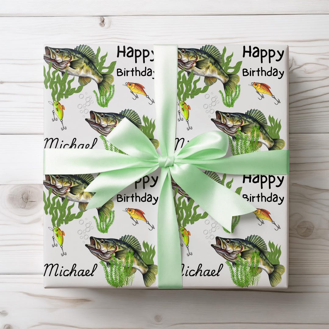 Personalized Bass Fish Wrapping Paper: Fisherman Gift Wrap - Etsy