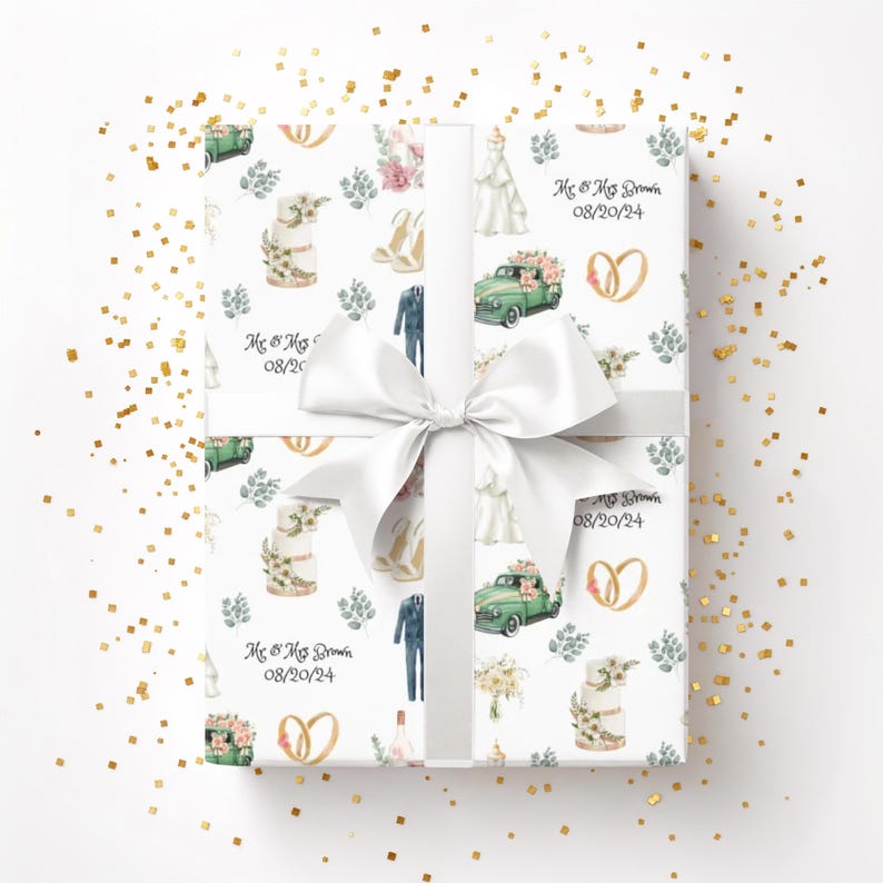 Custom Wedding Gift Wrap, Bridal Shower, Engagement (30x20/30x70/30x144 ...